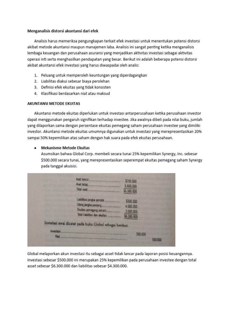 Analisis Distorsi Akuntansi Investasi | PDF