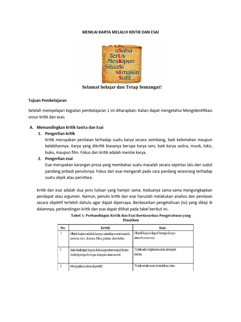 BAB 6 Menilai Karya Melalui Kritik Dan Esai | PDF