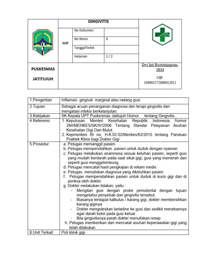 Sop Gingivitis | PDF