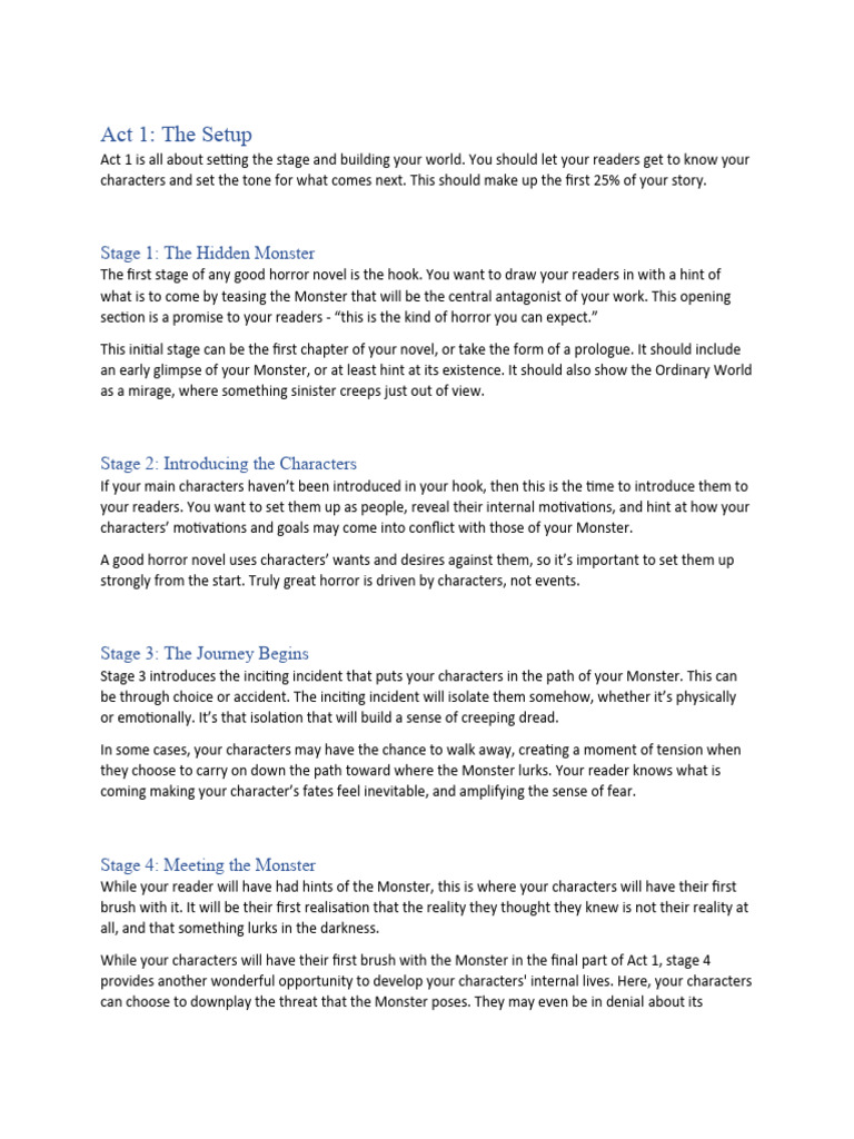 Horror Novel Structure Template | PDF | Horror Fiction | Plot (Narrative)