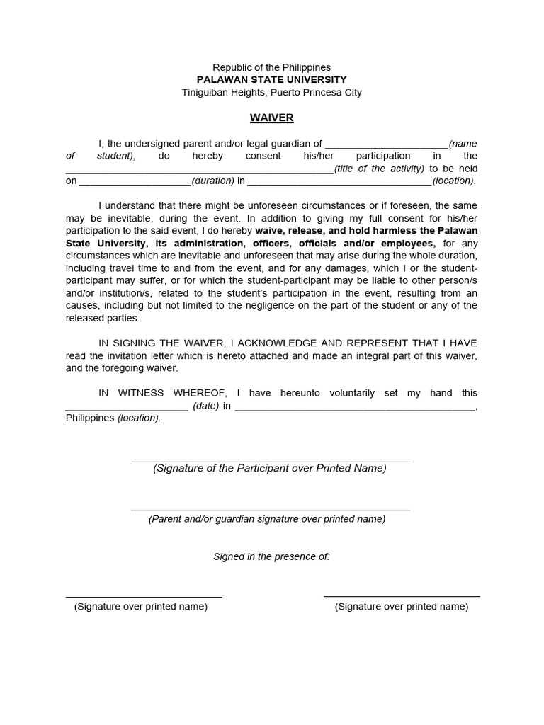 Student Waiver Form1 | PDF
