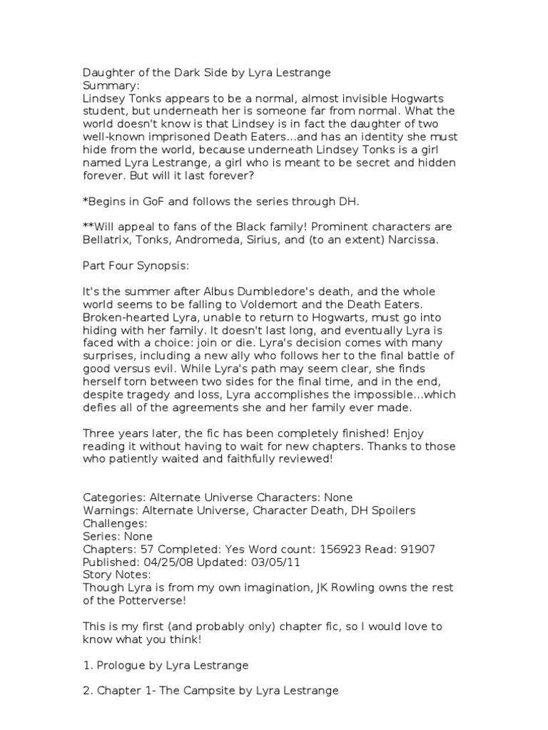 Daughter of The Dark Side by Lyra Lestrange | PDF | Fantasy Worlds | Magic (Paranormal)