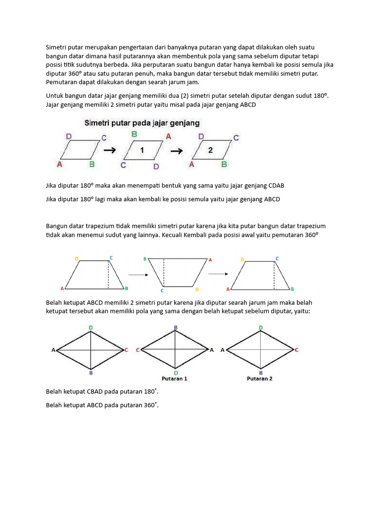Simetri putar merupakan pengertaian dari banyaknya putaran yang dapat ...