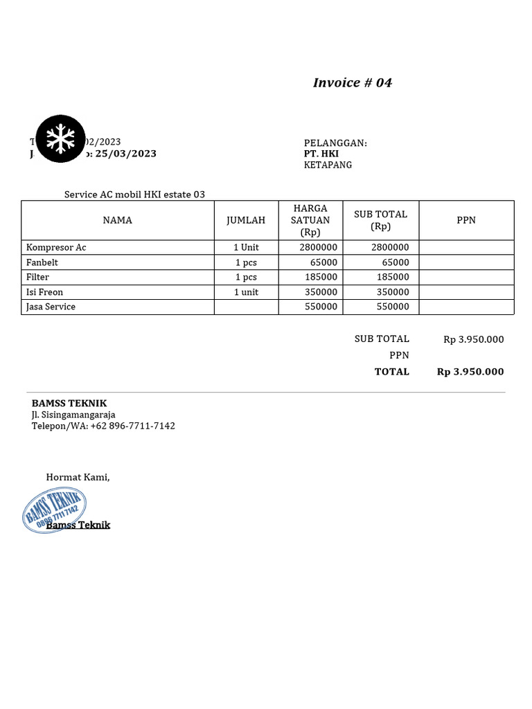 Invoice HKI Bams Teknik | PDF