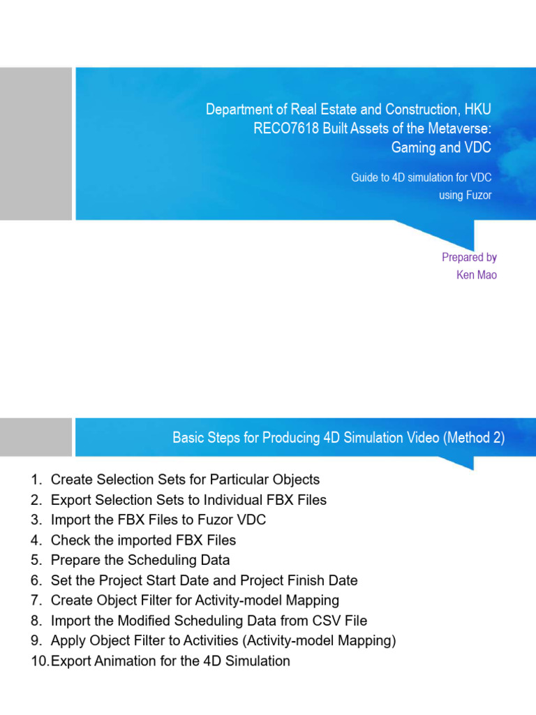Guide To 4D Simulation For VDC Using Fuzor | PDF | 3 D Computer Graphics | Icon (Computing)