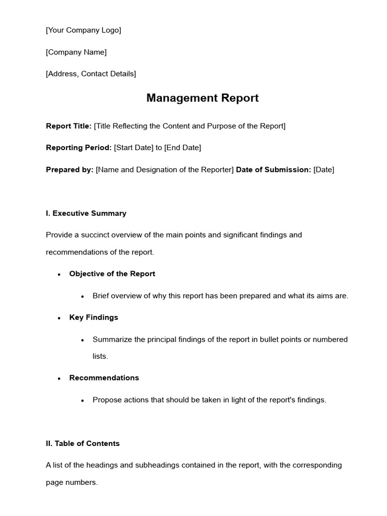 Management Report PDF Template | PDF | Risk | Equity (Finance)
