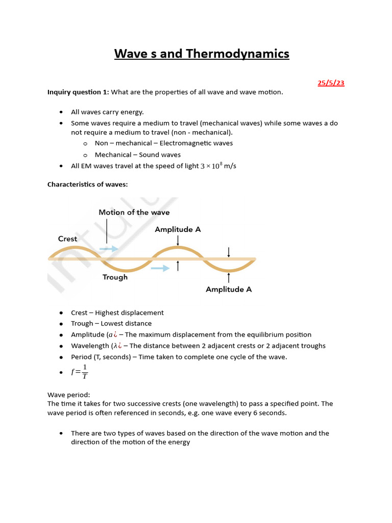 Waves and Thermodynamics | PDF | Waves | Temperature
