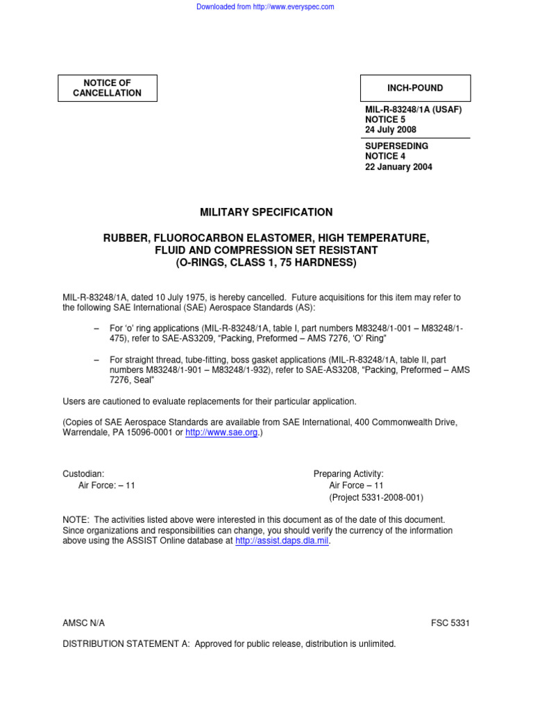 Mil R 83248 - 1a - Notice 5 | PDF | Mechanical Engineering | Industrial ...