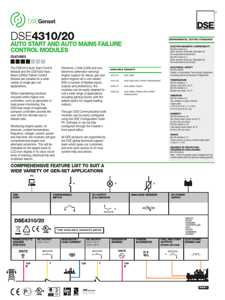 DSE4310 20 Data Sheet US | PDF | Mains Electricity | Electromagnetic ...
