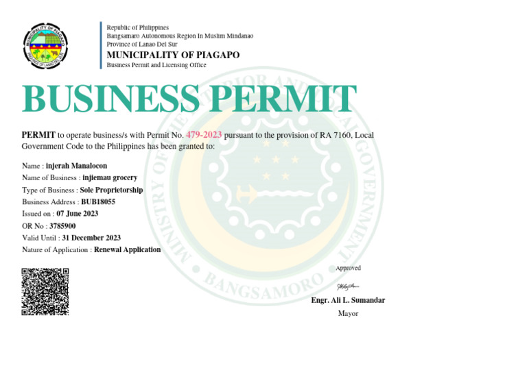Business Permit 2023063d4e | PDF