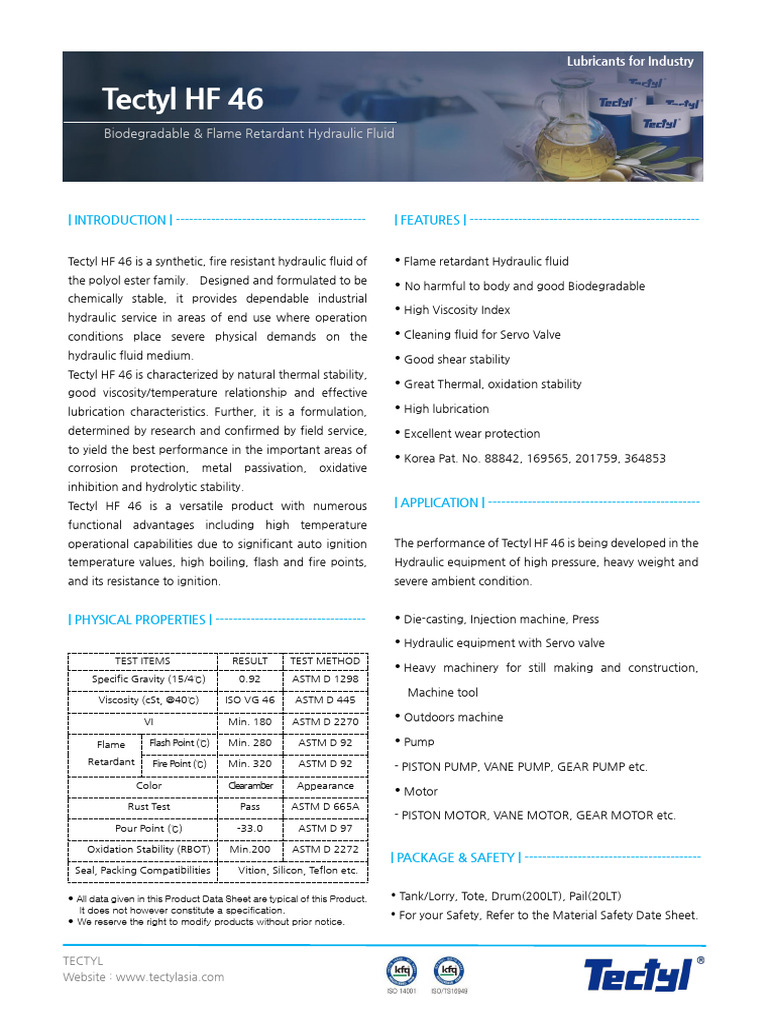 Tectyl HF 46 PDS EN | PDF | Lubricant | Viscosity