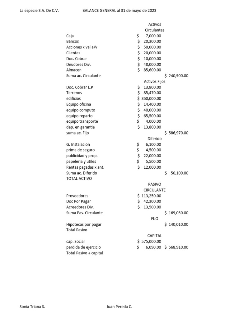 Balance General | Descargar gratis PDF | Hoja de balance | Finanzas ...