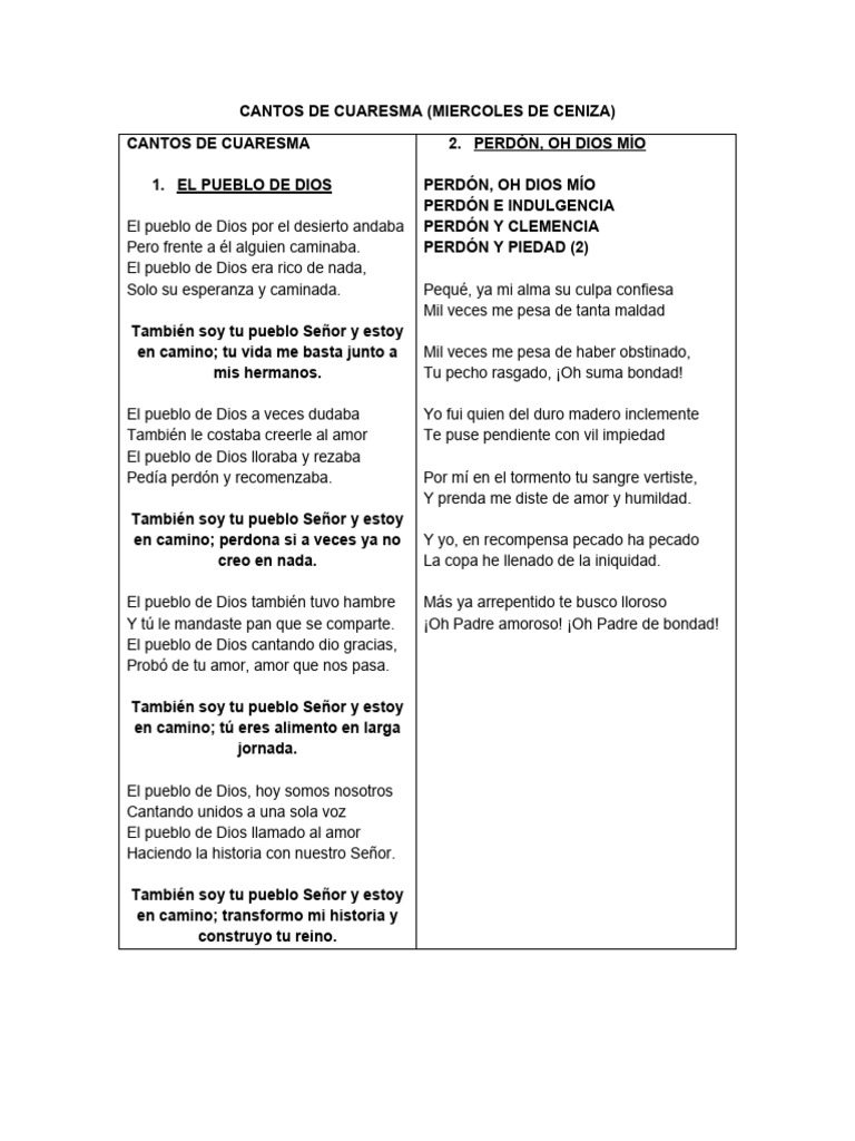 Cantos de Cuaresma | PDF | Perdón | Amor