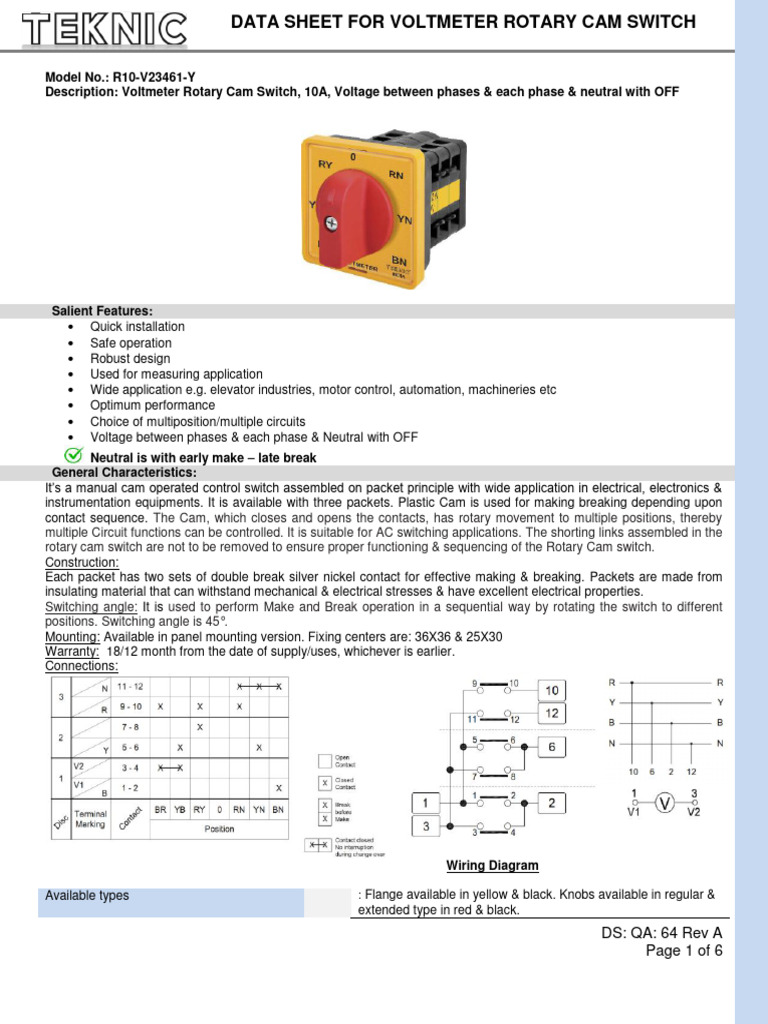 DataSheet VSS Switch Type 1 Min | PDF | Switch | Electric Power