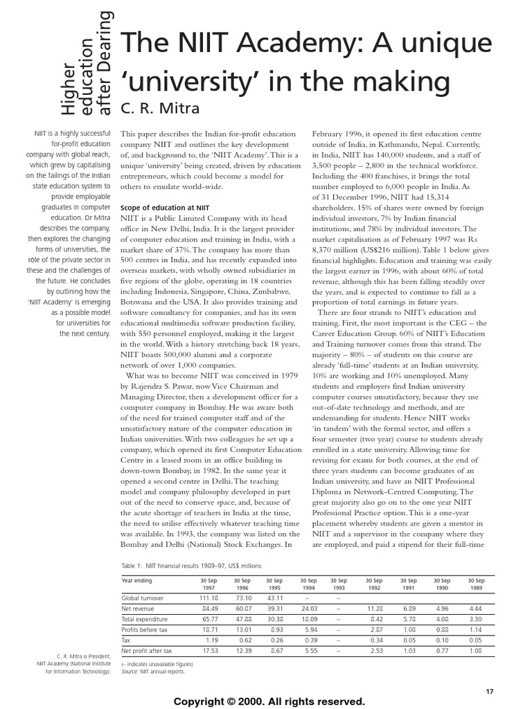 The NIIT Academy | PDF | University | Institution