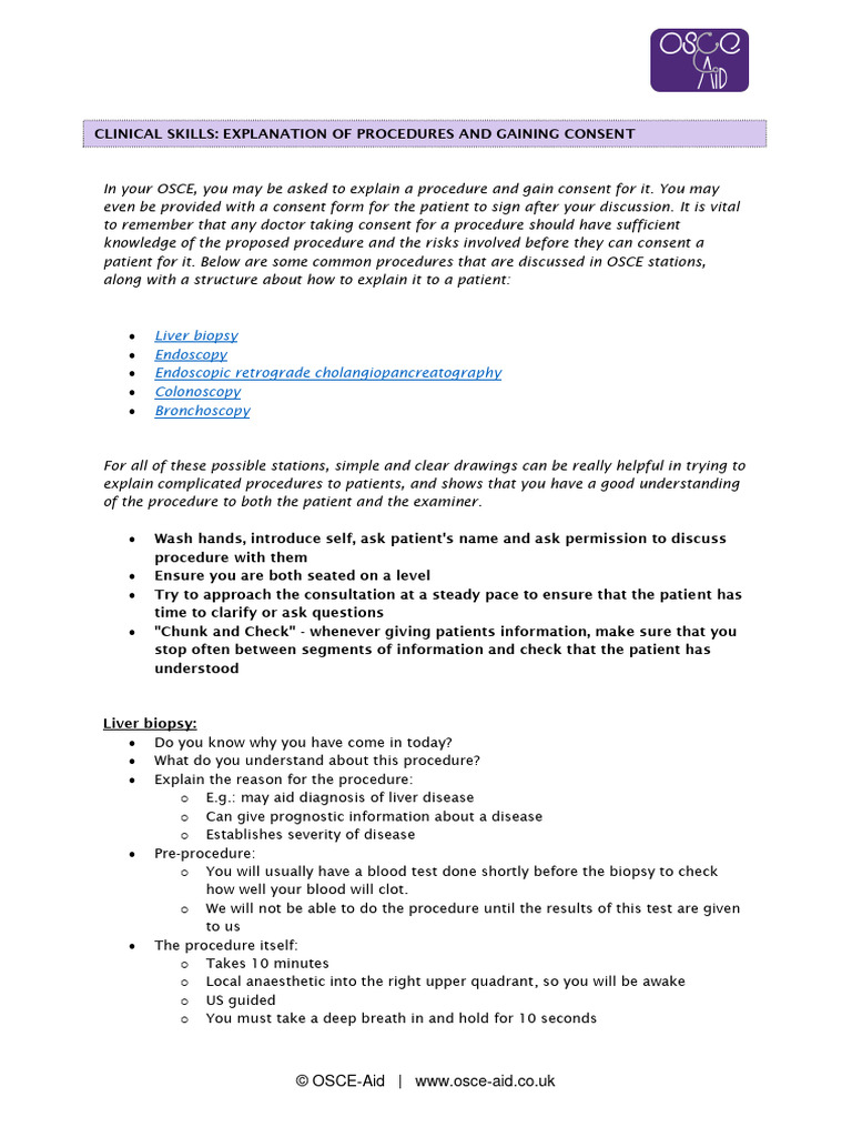 Osce Explainingprocedures | PDF | Organ (Anatomy) | Digestive System