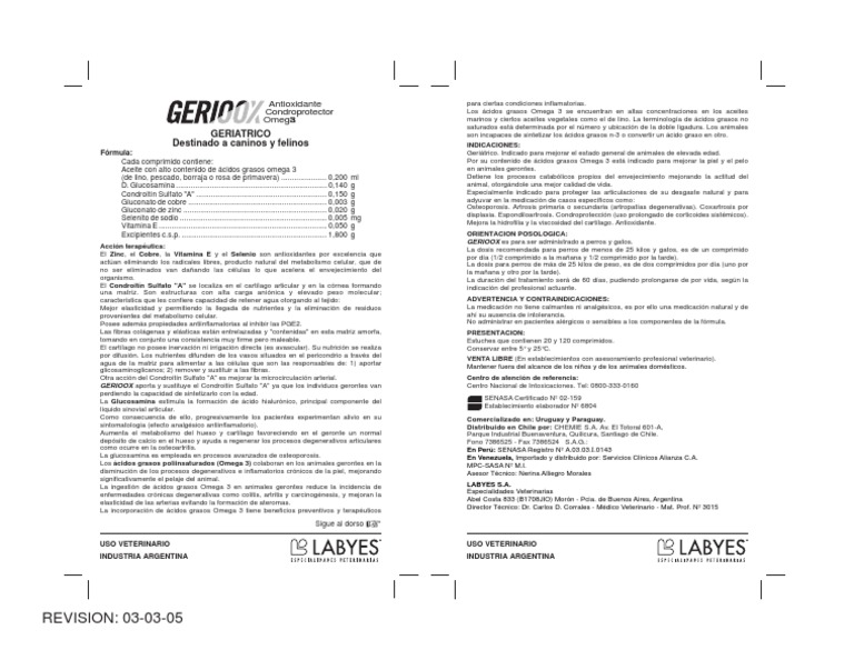 Prospecto Gerioox | PDF | Osteoartritis | Cartílago
