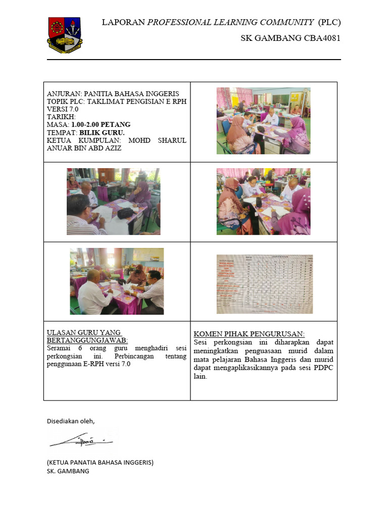 Laporan PLC Panitia | PDF | Karier & Perkembangan | Kajian Bahasa Asing