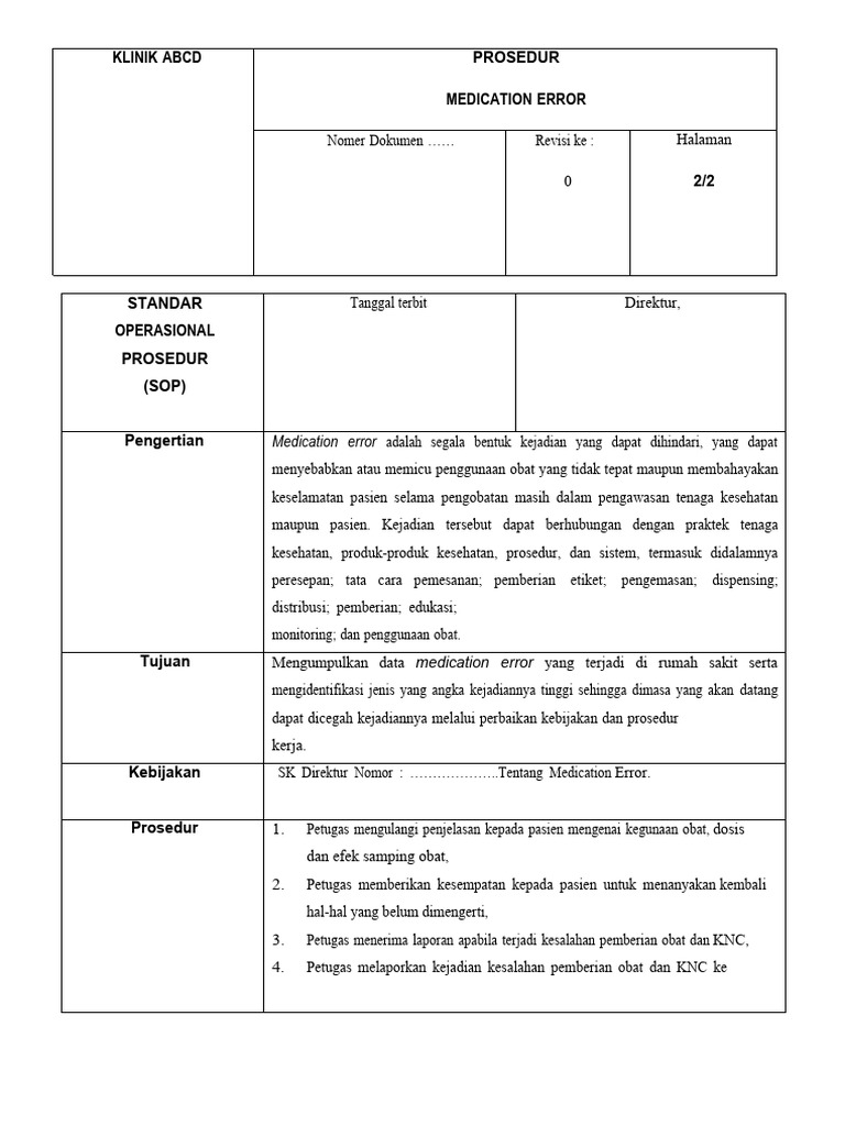3.15.1 EP 12 CONTOH Sop-Medication-Error 4 | PDF