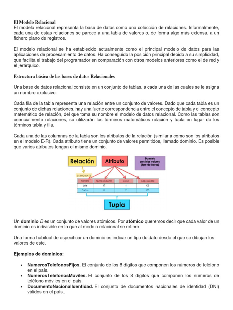 El Modelo Relacional | PDF | Base de datos relacional | Bases de datos
