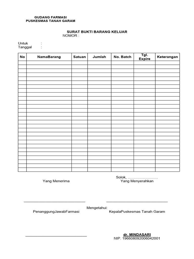 Surat Bukti Barang Keluar | PDF