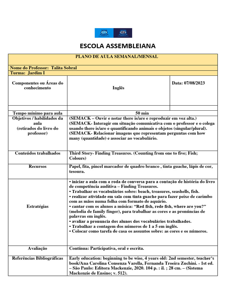 Modelo de Plano de Aula 07 | PDF