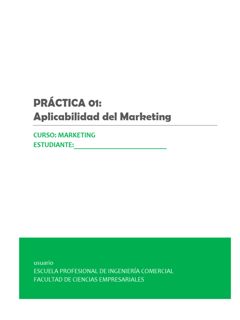Práctica 01 - Aplicabilidad Del Marketing | PDF | Youtube | Marketing