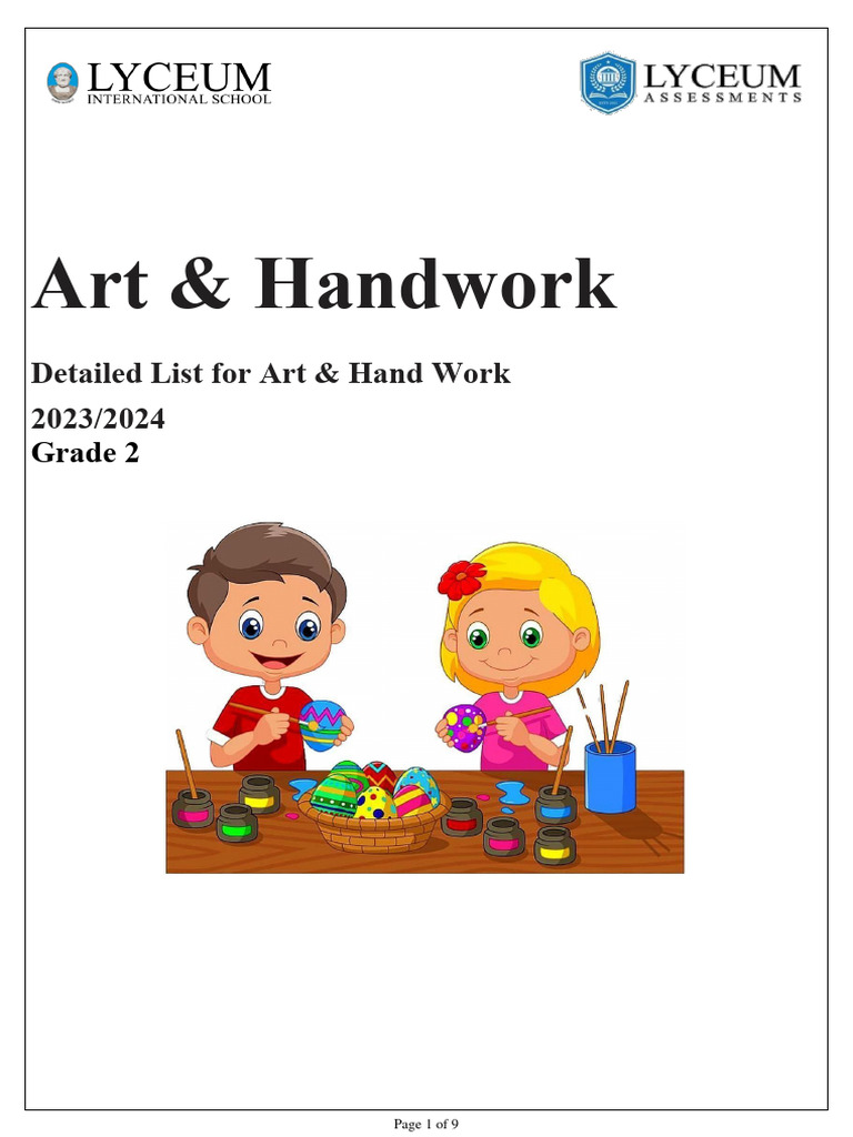 Grade 02 Art & Handwork Materials List | Download Free PDF | Drawing ...