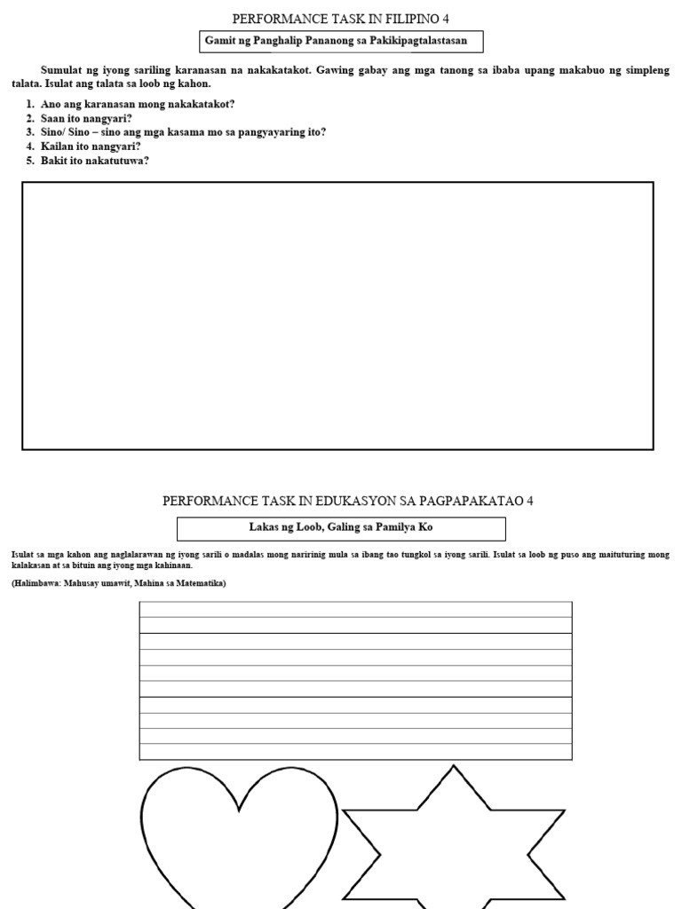 Performance Task in Filipino 4 | PDF