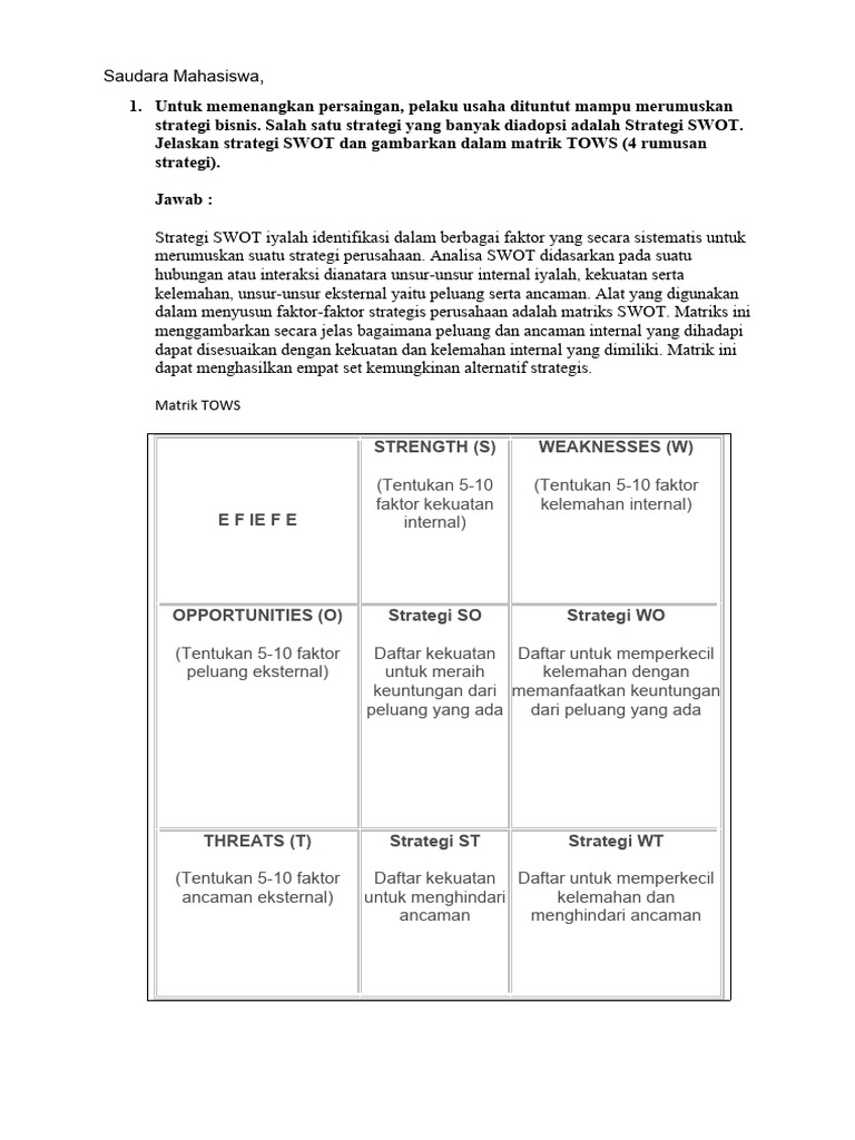 Diskusi Ke - 1 Pemasaran Strategik | PDF