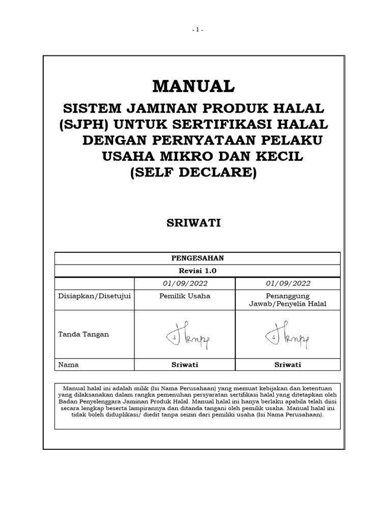 Manual Sertifikasi Halal UMK | PDF