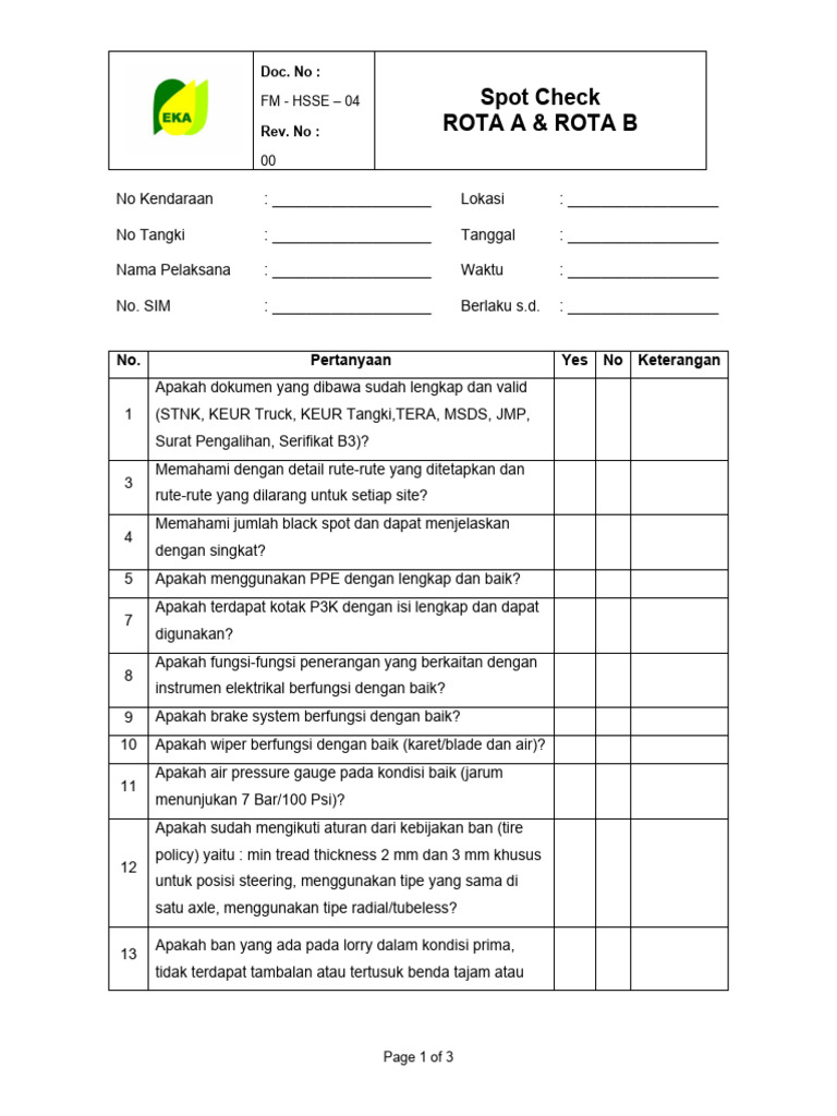 Spot Check ROTA A & ROTA B | PDF