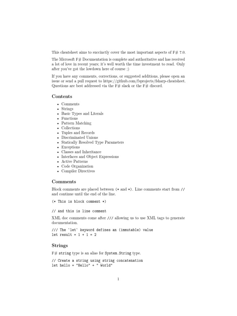 Fsharp Cheatsheet Download Free Pdf Namespace Scope Computer Science 9587