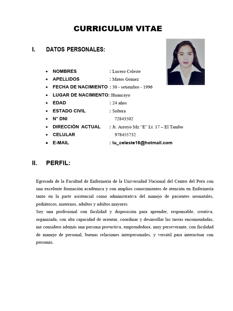 Lucero Matos Gomez CV | PDF | Hospital | Enfermería