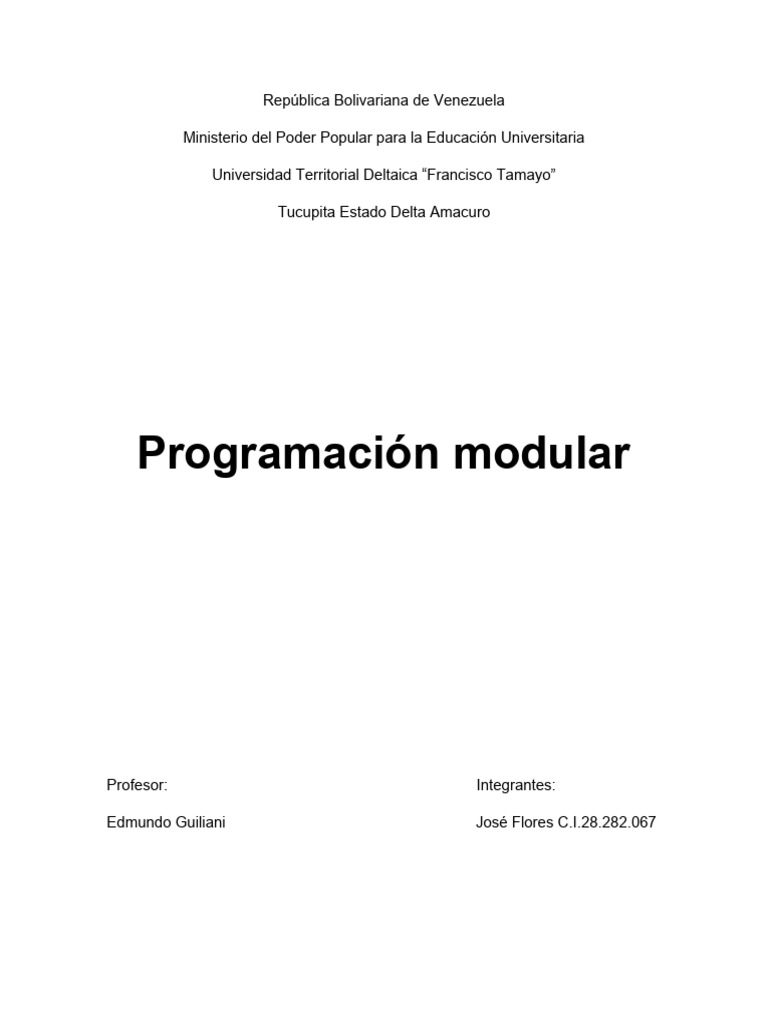 Trabajo Programacion Modular Jose | PDF | Función (Matemáticas) | Programación de computadoras