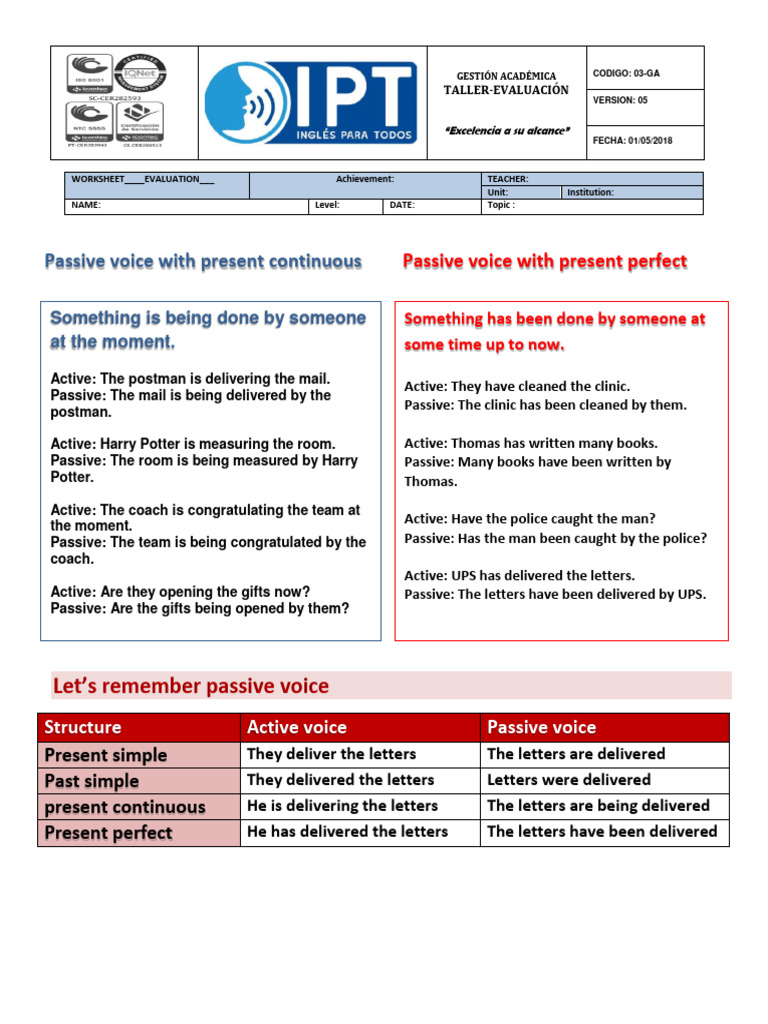 Unit 11-Passive Continuous-Perfect | PDF