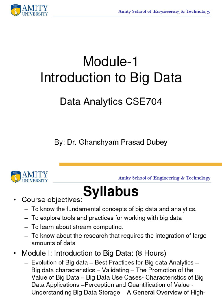 Data Analytics CSE704 Module-1 | PDF | Apache Hadoop | Big Data