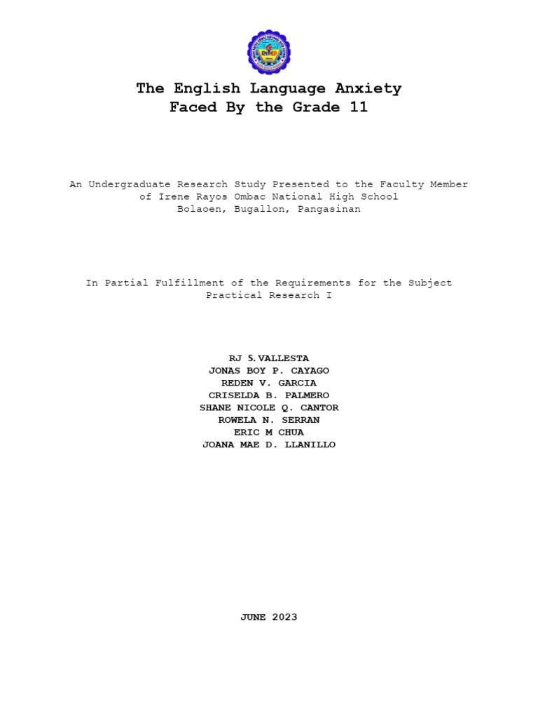 The-English-Language-Anxiety (1) | PDF | Survey Methodology | Teachers