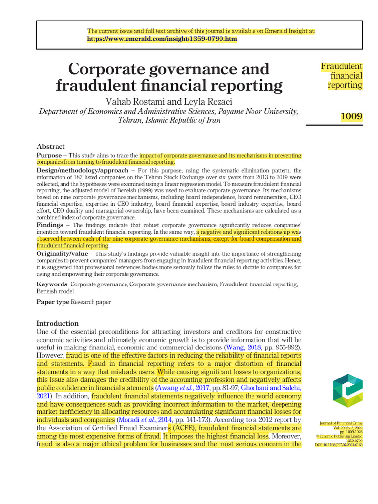 Article 1 Corporate Governance And Financial Reporting Pdf