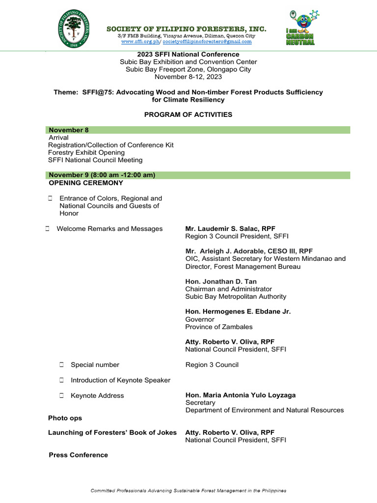 DENR Tentative - Program | PDF | Forestry | Philippines