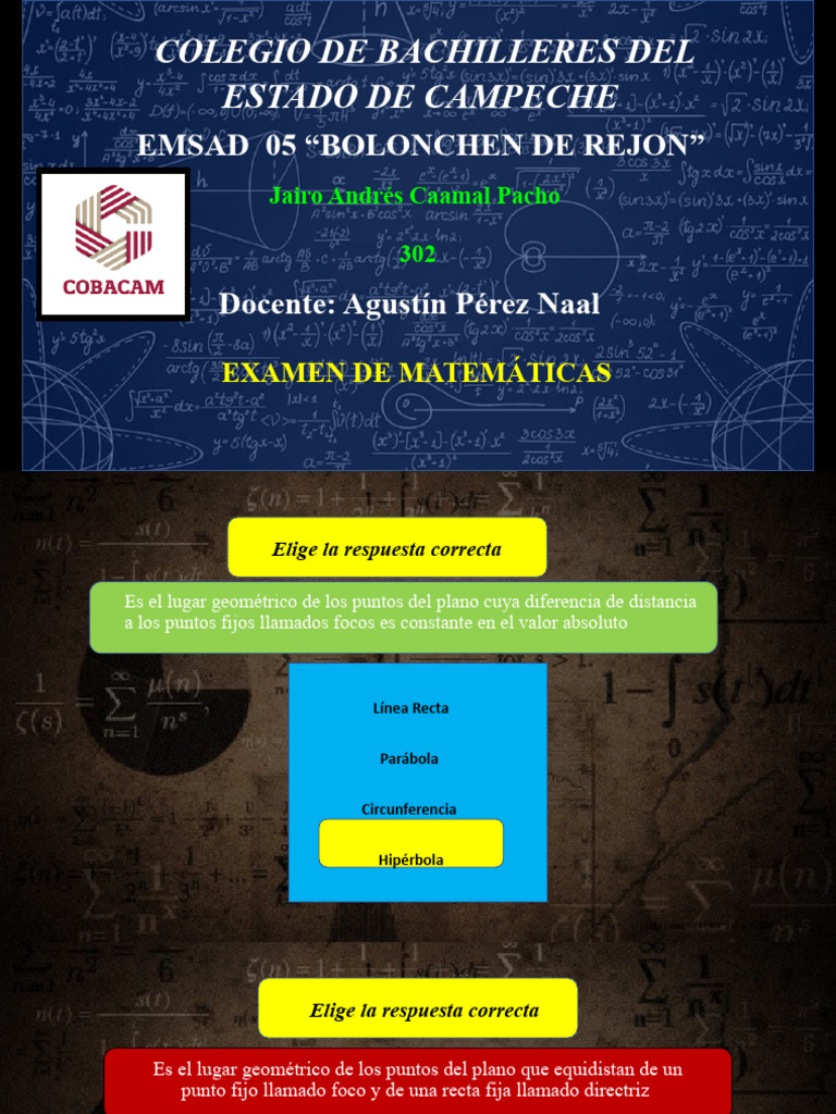 Examen de Mate | PDF | Pendiente | Matemática Elemental