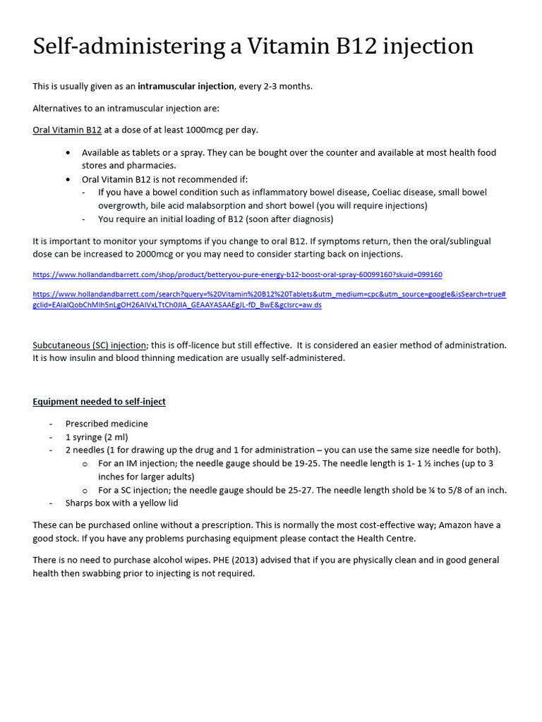 B12-Self-Injecting .. | PDF | Injection (Medicine) | Clinical Medicine