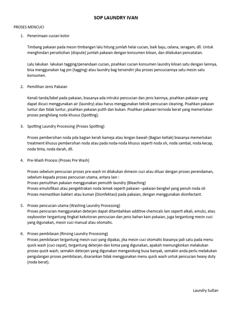 Sop Laundry Ivan | PDF
