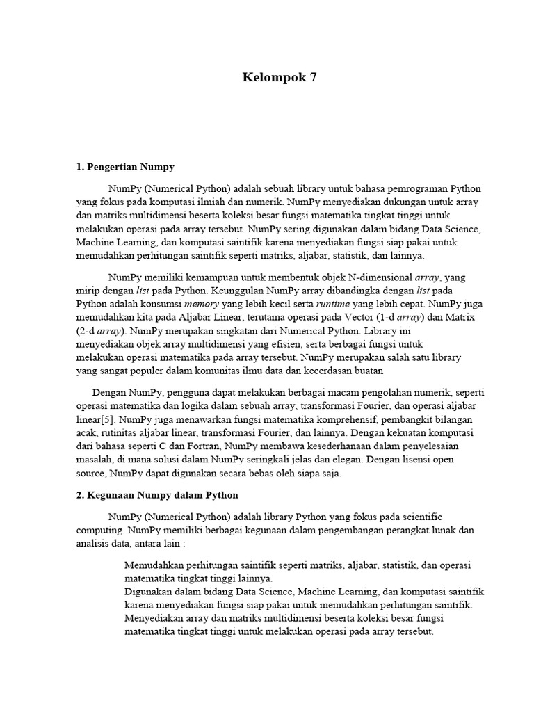 Kelompok 7 - Numpy | PDF