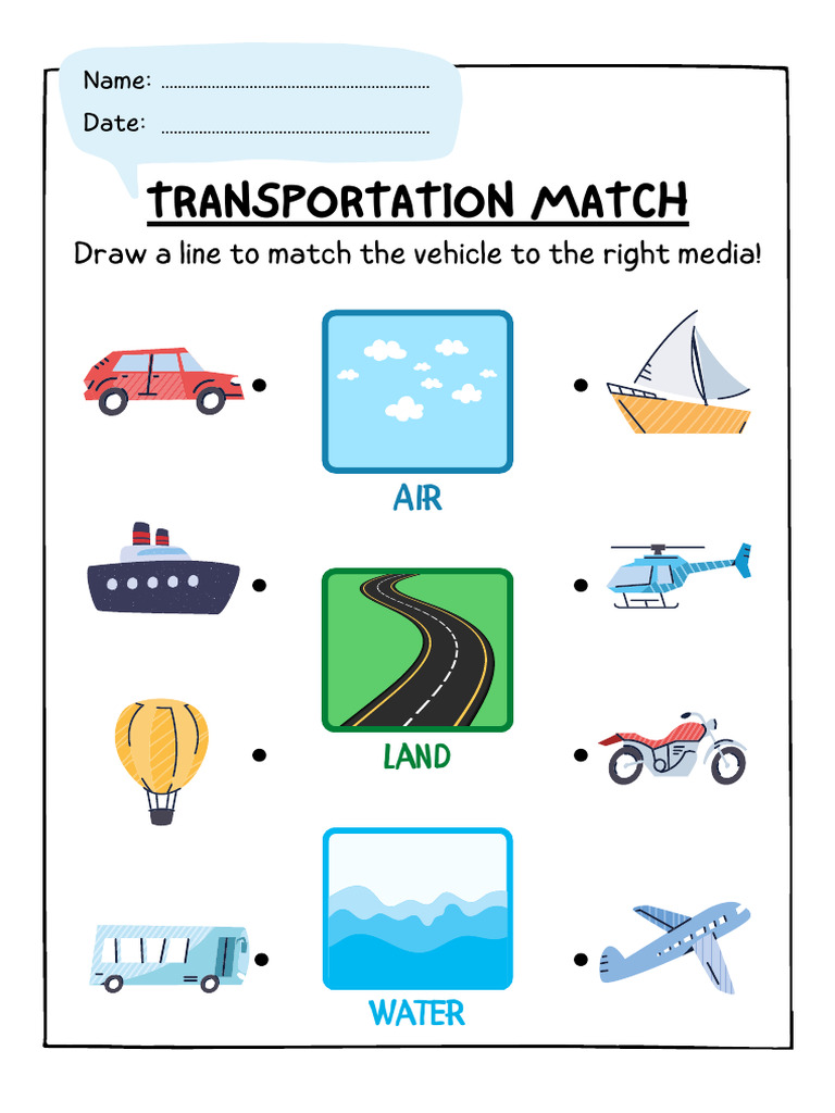 Matching Transportation Worksheet | PDF | Law