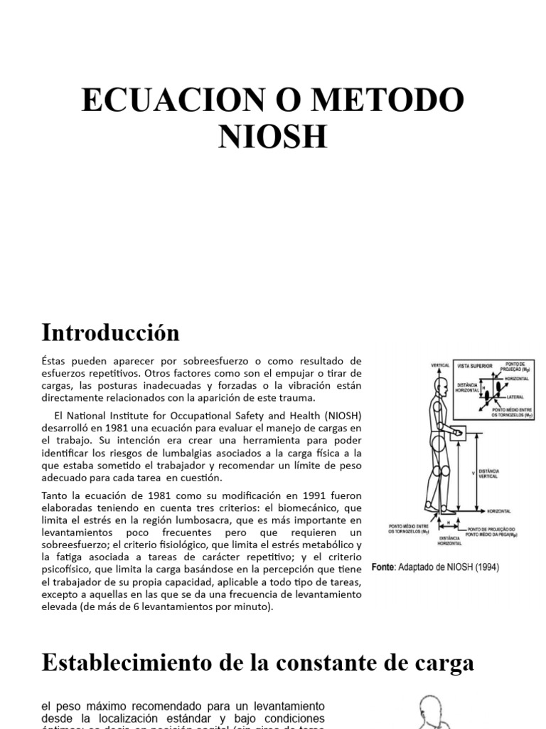 Ecuacion o Metodo Niosh | PDF | Estrés (biología)
