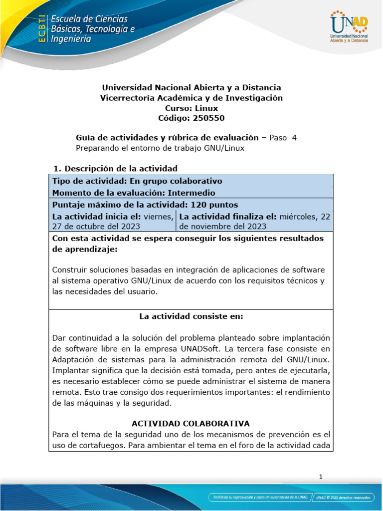 Guía de Actividades y Rúbrica de Evaluación - Paso 4 - Preparando El Entorno de Trabajo GNU ...