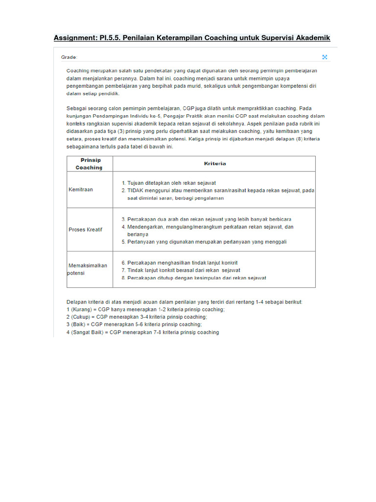 Penilaian Keterampilan Coaching PI-5 | PDF