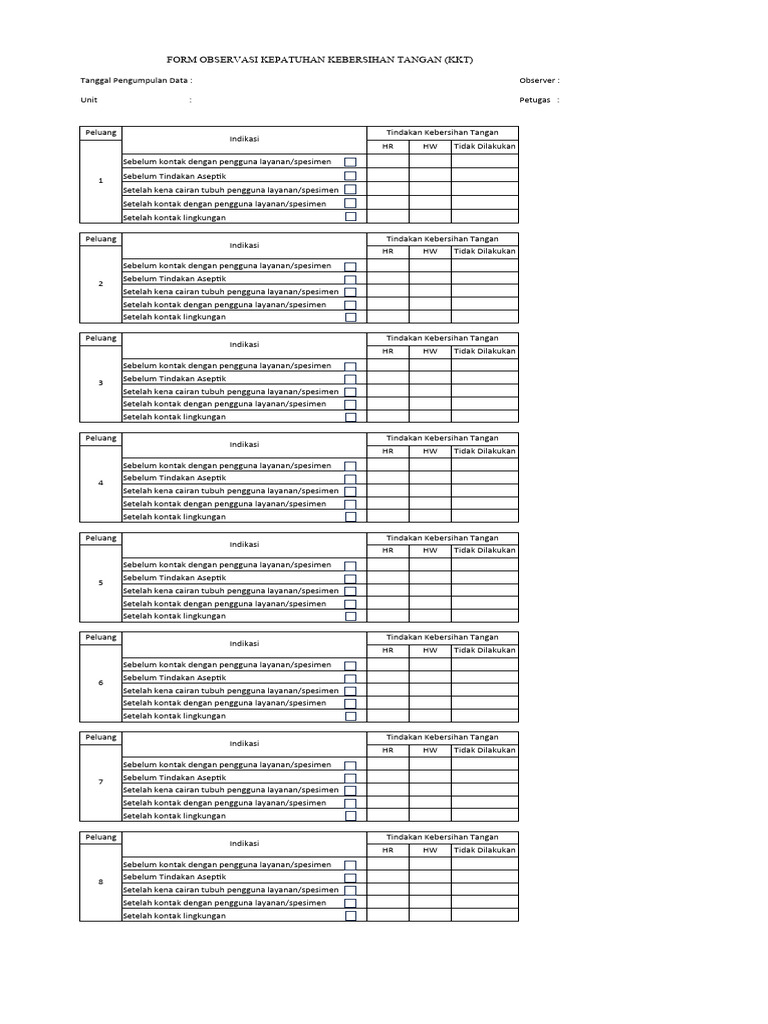 Form APD Dan Cuci Tangan | PDF