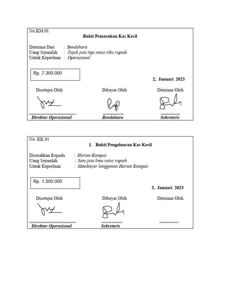 Form Bukti Kas Kecil | PDF